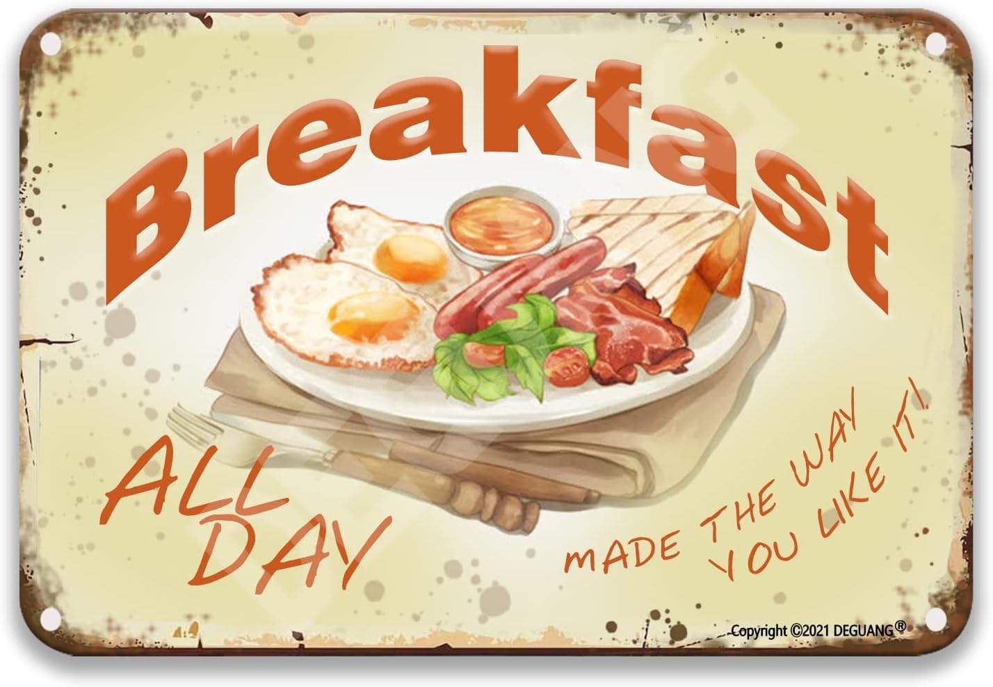 Amazon.com: sfasf Letreros de lata de desayuno para negocios, retro ...