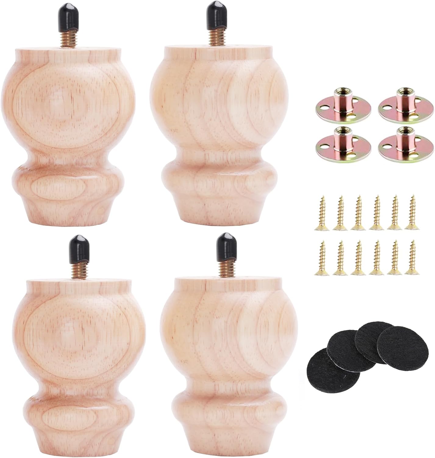 Amazon.com: Txcucc 3 inch Furniture Legs Bun Feet DIY Replacement for ...