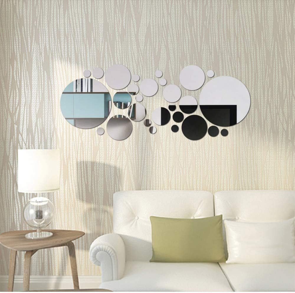 Round Mirror Wall Stickers, Removable Acrylic Mirror Setting Wall ...