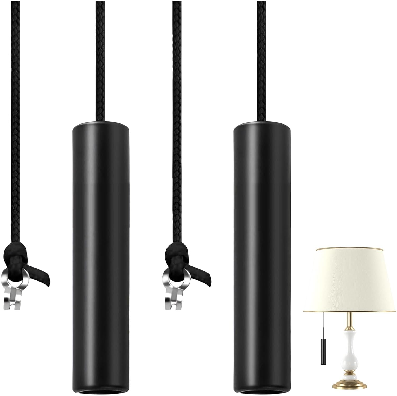 Yiirin 2PCS Black Light Pull Cord,5.8 * 1.2cm Bathroom Light Pull Cord ...