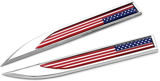 Amazon.com: PTDecals One Pair Metal US USA American Flag Auto Car ...