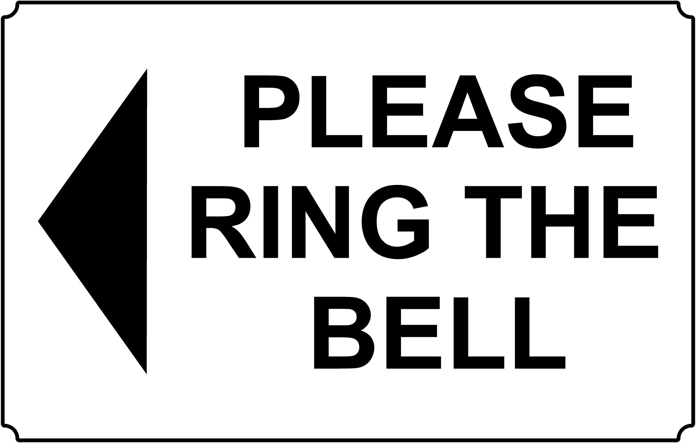 Please ring the bell left arrow Sign - Self adhesive sticker (150mm x ...