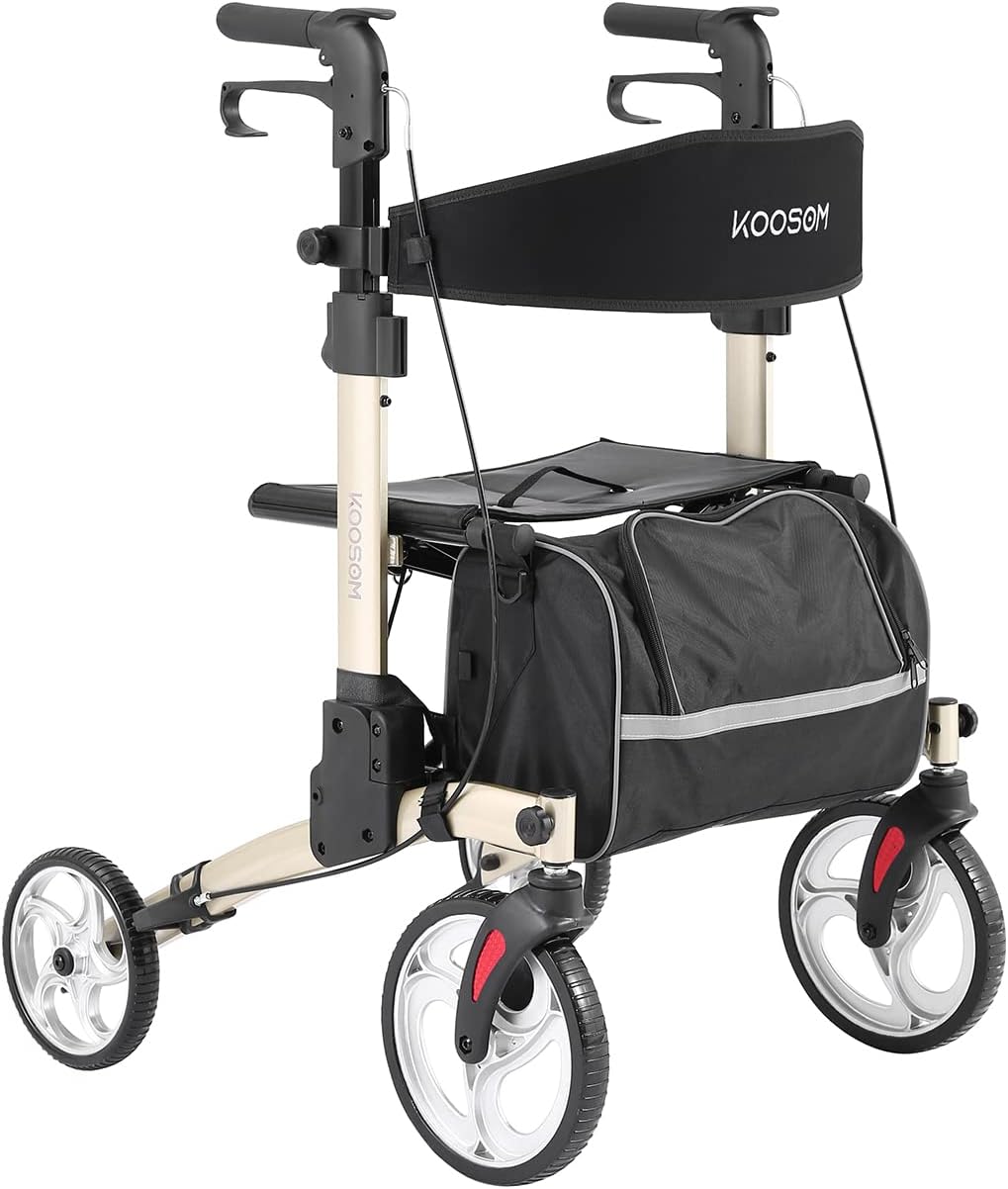 Andador con asiento plegable de 18 pulgadas con ruedas delanteras de 10 ...