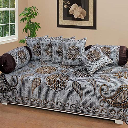 Akshaan Texo Fab Velvet Floral Diwan Set Brown - 1 Single Bedsheet with ...