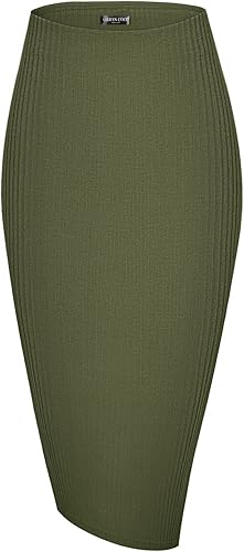 Amazon.com: Urban CoCo Women's High Waist Stretch Ribbed Knit Pencil ...