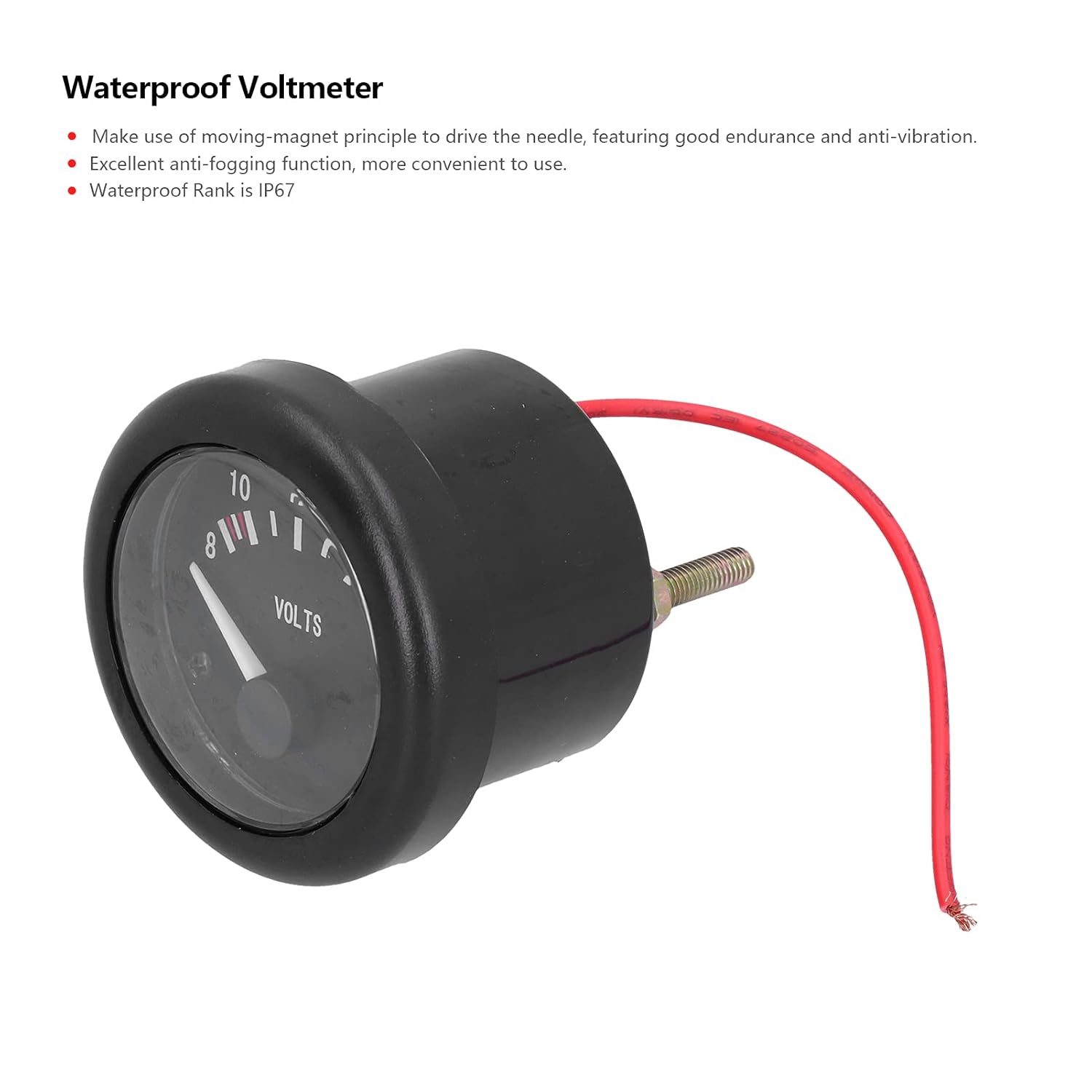 Aramox Universal ABS & Copper Marine Voltage Gauge, Voltage Meter Boat ...