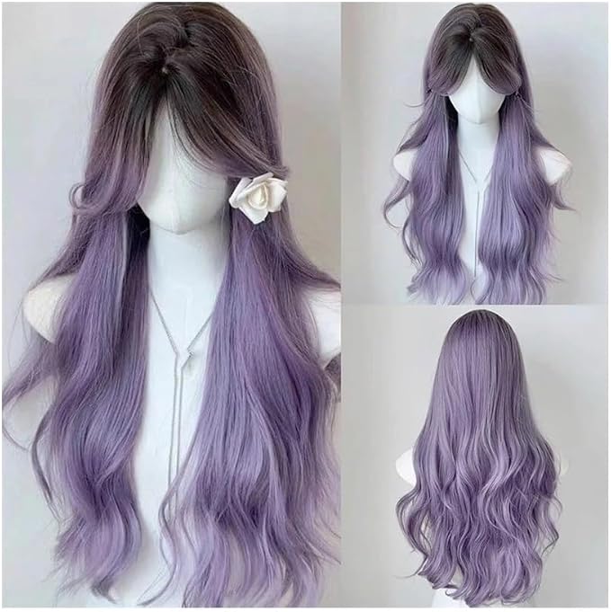 Amazon.com: XJOYSL7921 Wigs Long Wavy Ombre Purple Synthetic Wig Middle ...