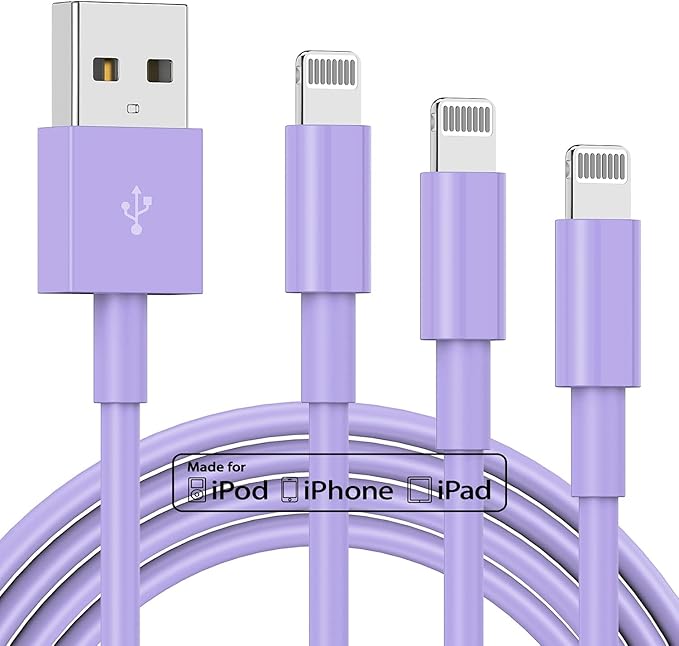 Amazon.com: 3 Pack Apple MFi Certified Charger Cable 6Ft, Lightning to ...