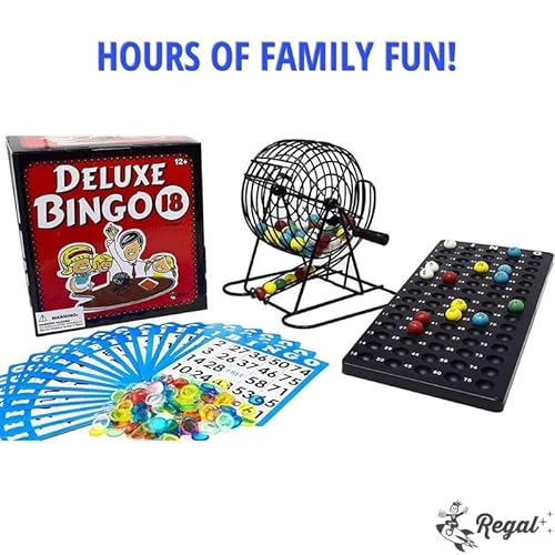 Regal Games Jeu de bingo de luxe avec cage de bingo, plateau de bingo ...