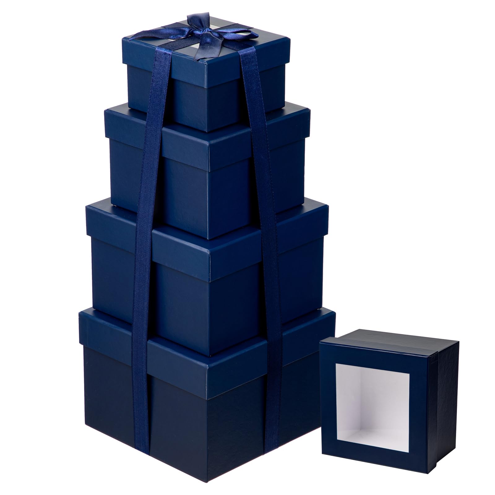 Amazon.com: Oairse Square Gift Boxes with Lids for Presents Small Navy ...