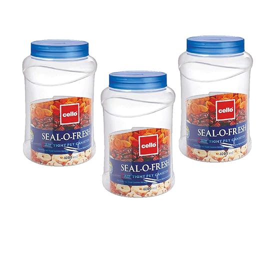 Buy Cello Seal O Fresh Plastic Jars - 4L, Set of 3, Transparent Online ...