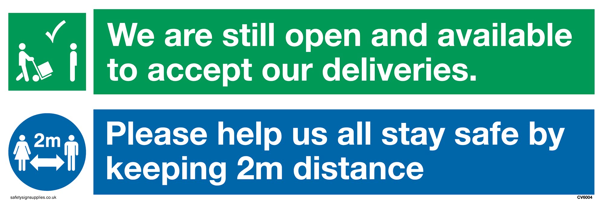 Pack of five – dual safe condition symbol and safe distance symbol Sign ...