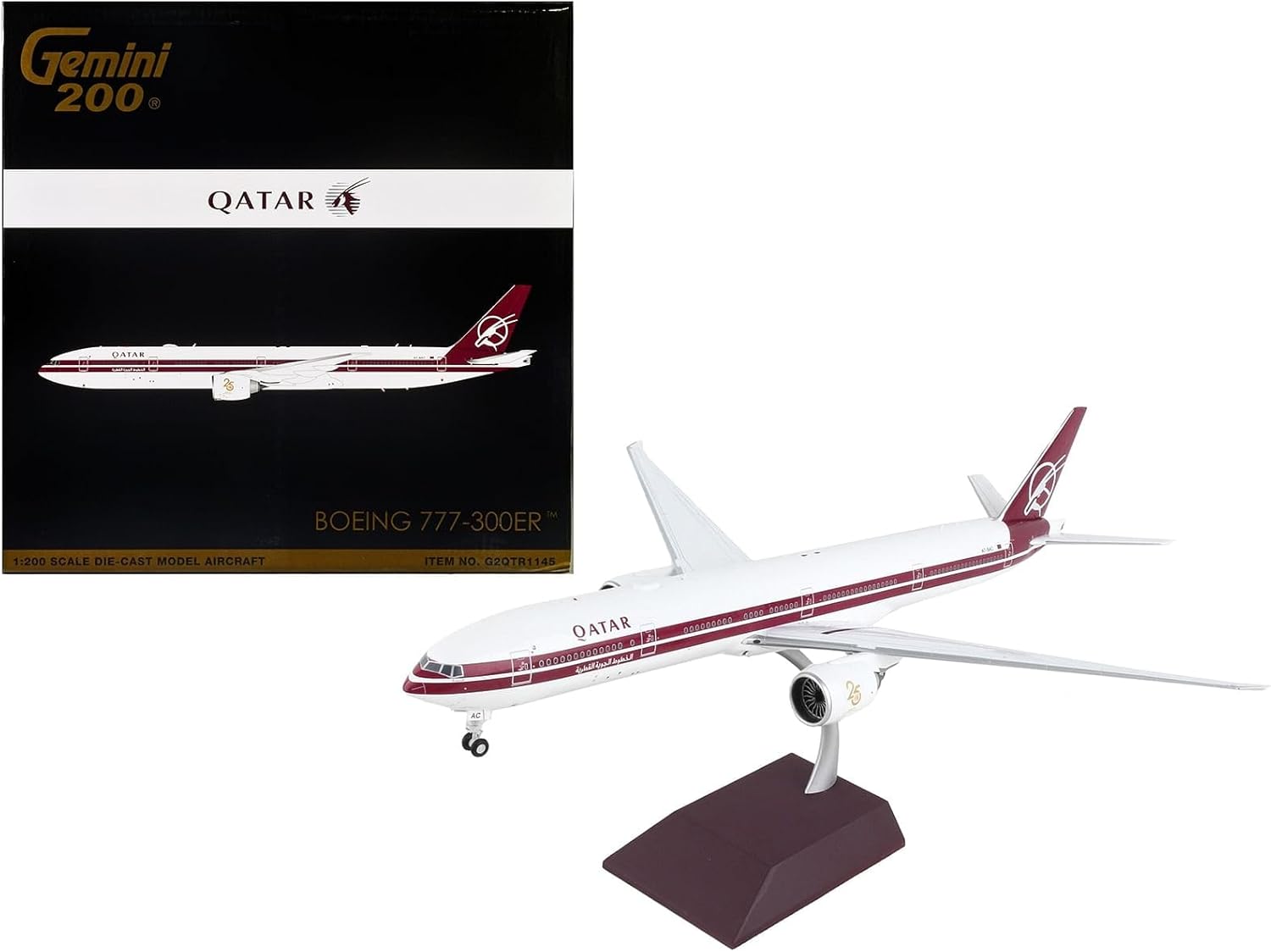 Amazon.com: GeminiJets G2QTR1145 Qatar Airways Boeing 777-300ER Retro ...