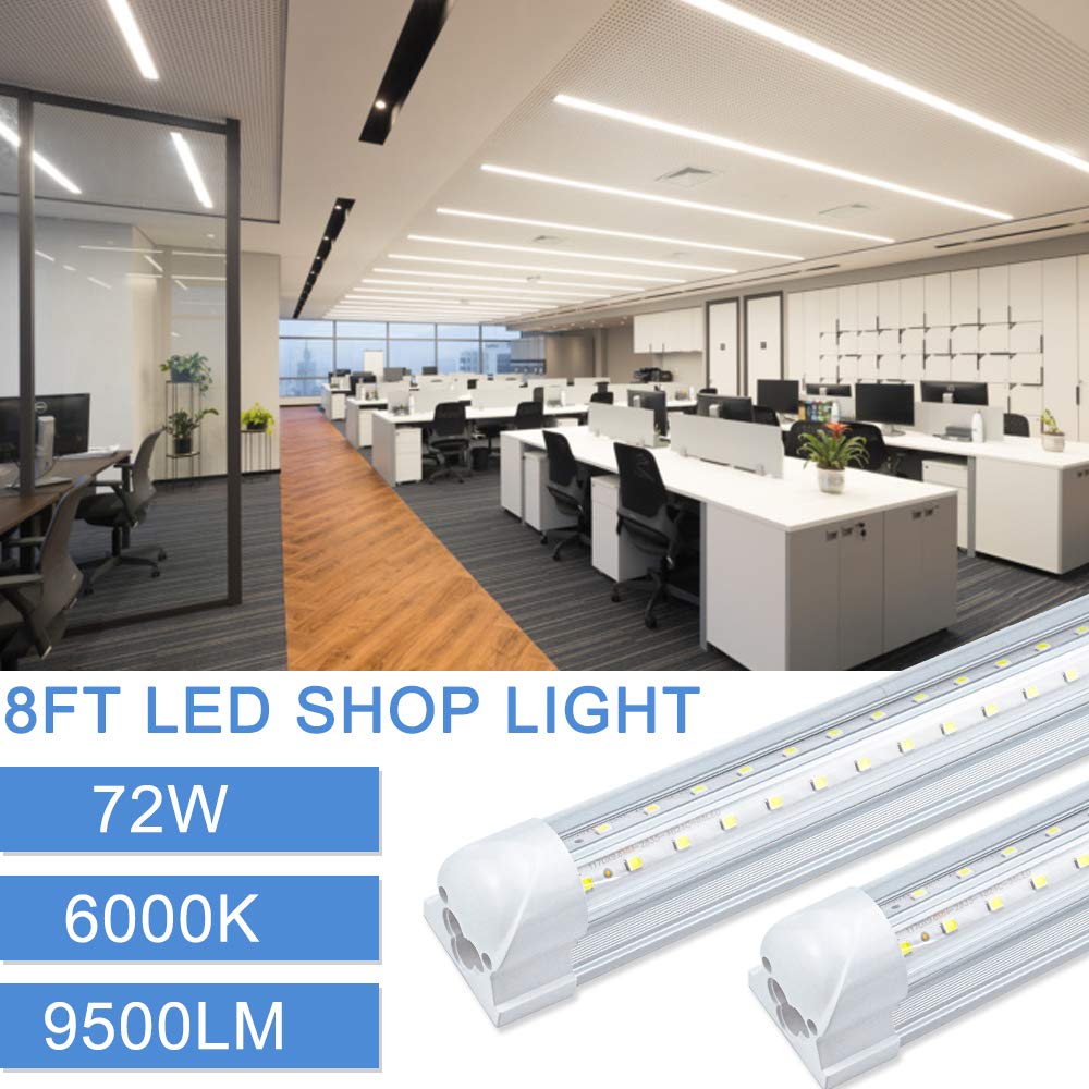 ONLYLUX 8ft LED Shop Light Fixture, 8 Foot Led Lights,72w 9500LM 6500K ...