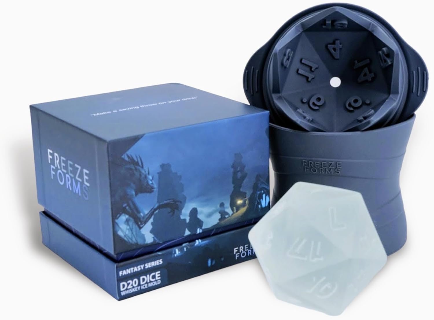 Amazon.com: D20 Dice Shaped DND Fantasy Whisky Ice Cube Mold - Level Up Your Drinks: Home & Kitchen