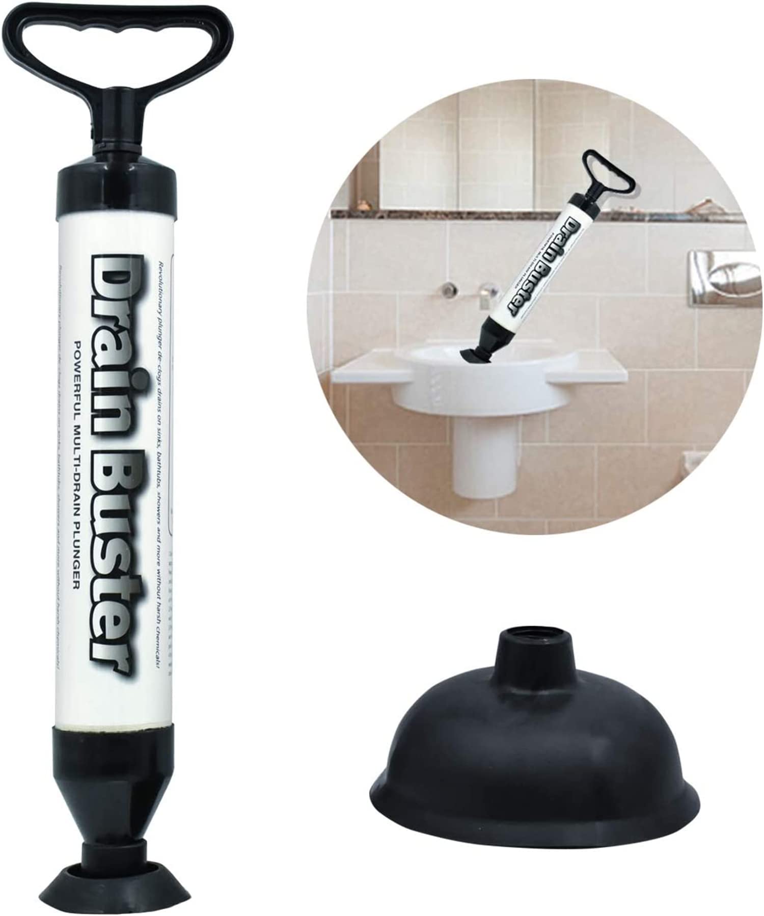 Buy SYOSI Drain Buster Toilet Air Plunger, Powerful Drain Plunger with ...