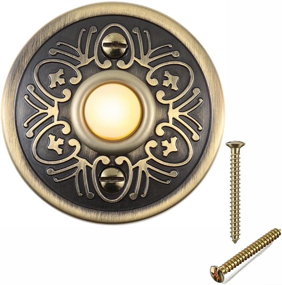 Metal Doorbell Push Button, LED Lighted Wall Mounted Door Bell Push ...