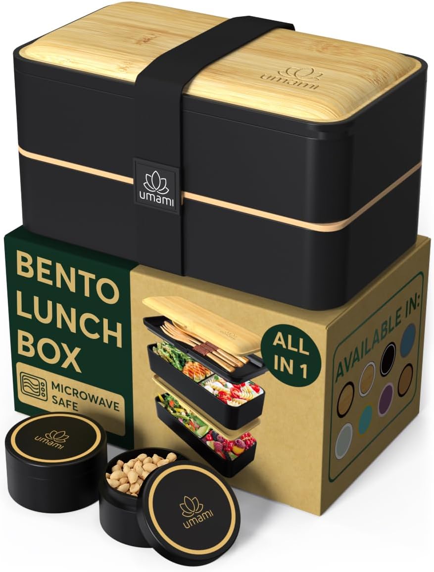 Umami Bento Box Adult All-In-1 w 4 Utensils, 2 Sauce Australia | Ubuy