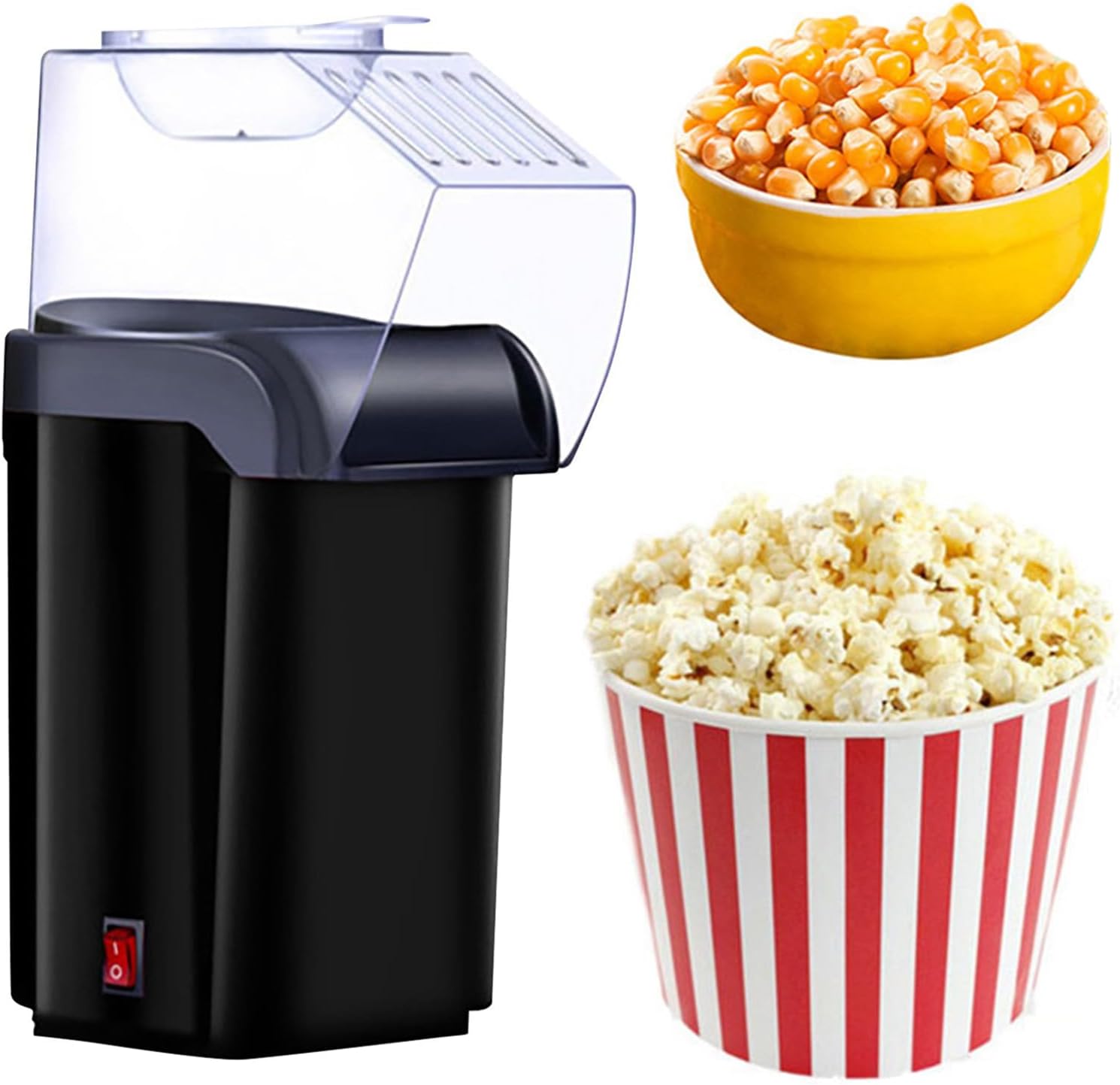 Popcorn Machine | 1200W Electric 2 Min Quick Popping Hot Air Popcorn ...