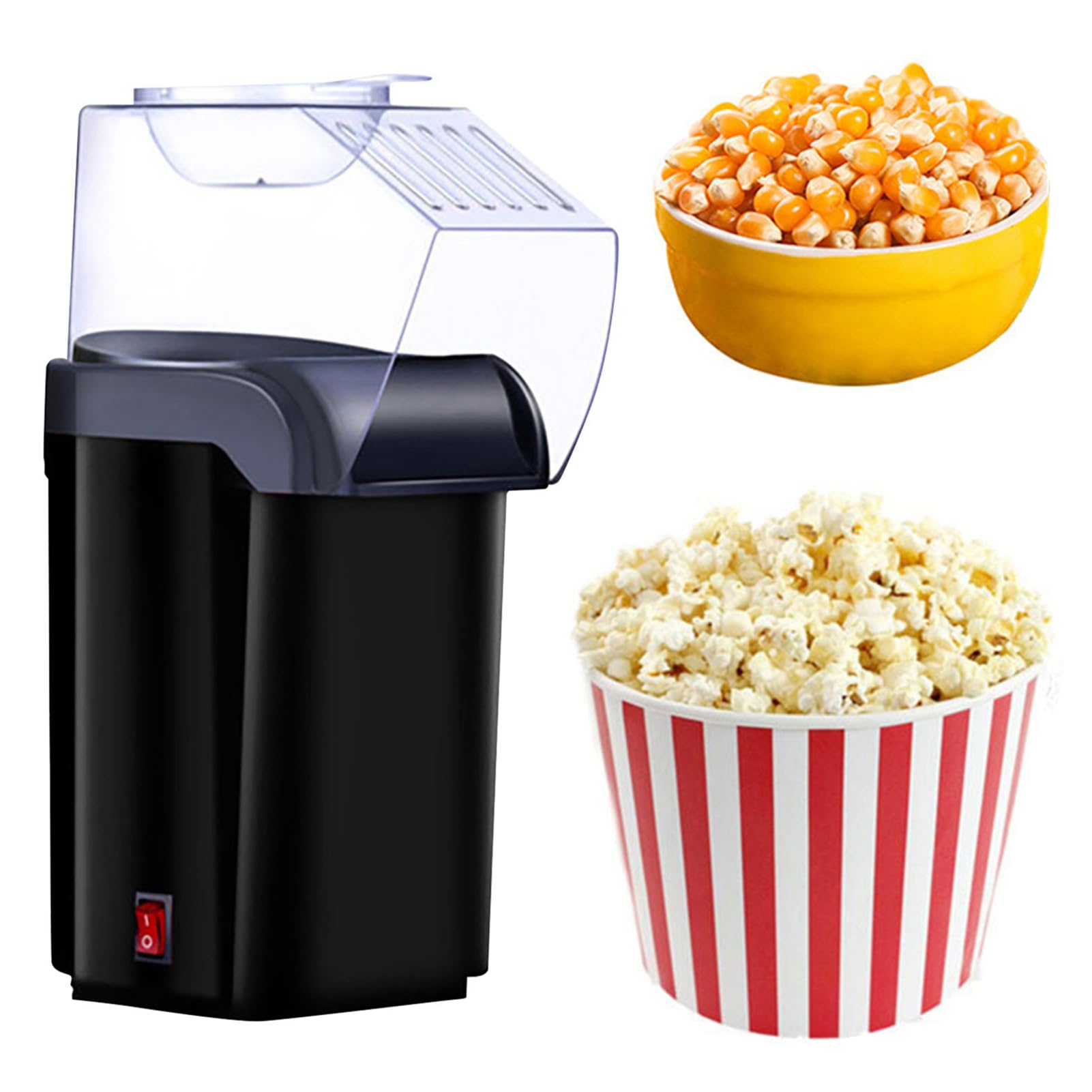 Popcorn Machine | 1200W Electric 2 Min Quick Popping Hot Air Popcorn ...