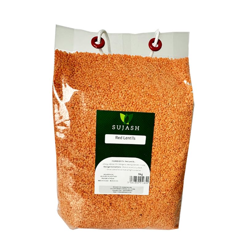 SUJASH Dried Red Split Lentils | Masoor Dal - 5Kg : Amazon.co.uk: Grocery