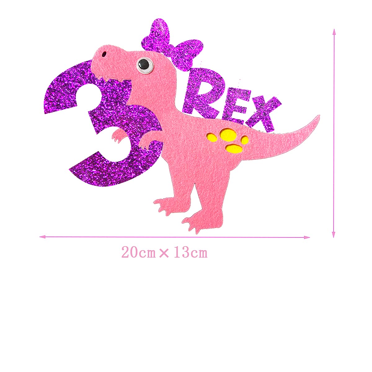 BEOXAGAR Three rex cake topper,Party Dinosaur Cake topper,Baby Girl ...