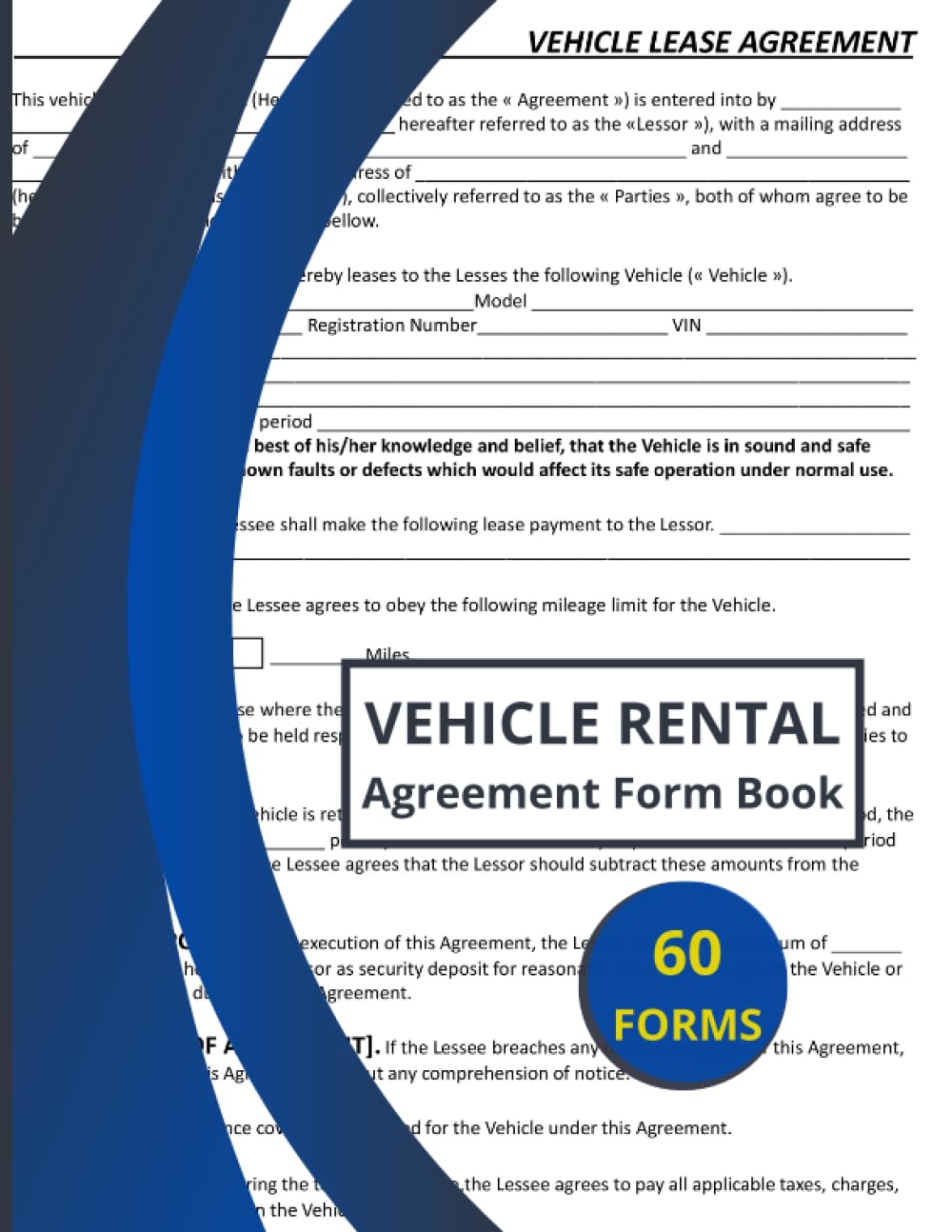 Vehicle Rental Agreement Form Book: Car Lease Agreement Forms Book ...