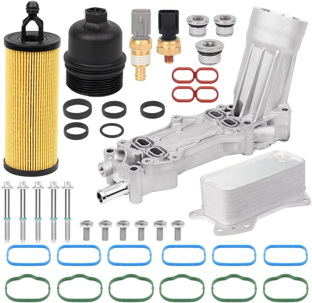 Enfriador de aceite de motor de aluminio y carcasa de filtro de aceite adaptador de juntas para ...