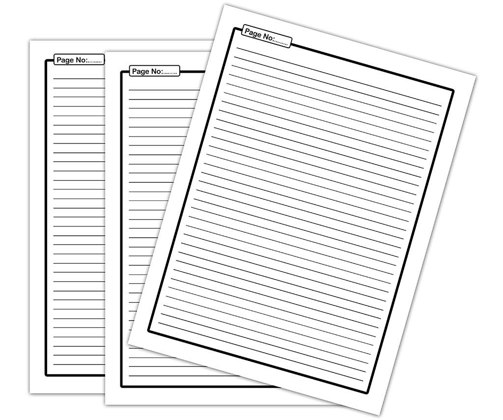 WAYTOBUY Black Border with Left Side Page Number, Ruled Paper for ...