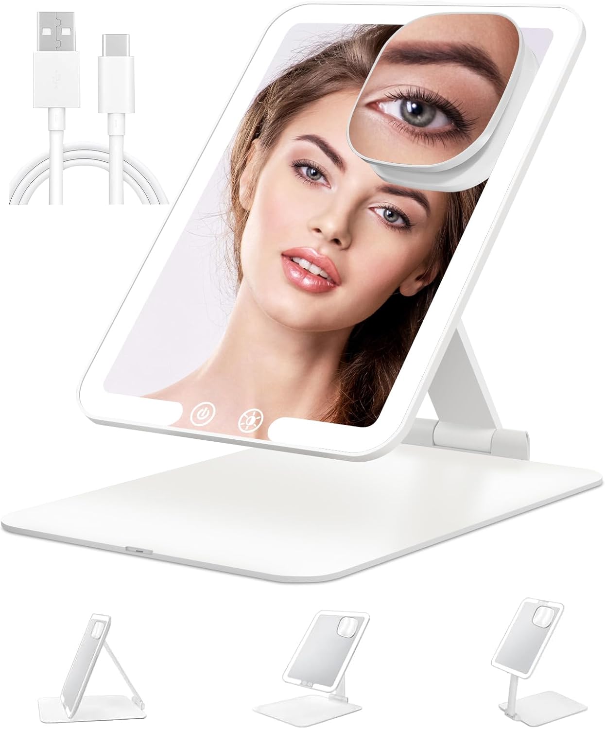 Amazon.com: TOLOYE Travel Makeup Mirror with Light, 8.3 * 6.1in ...