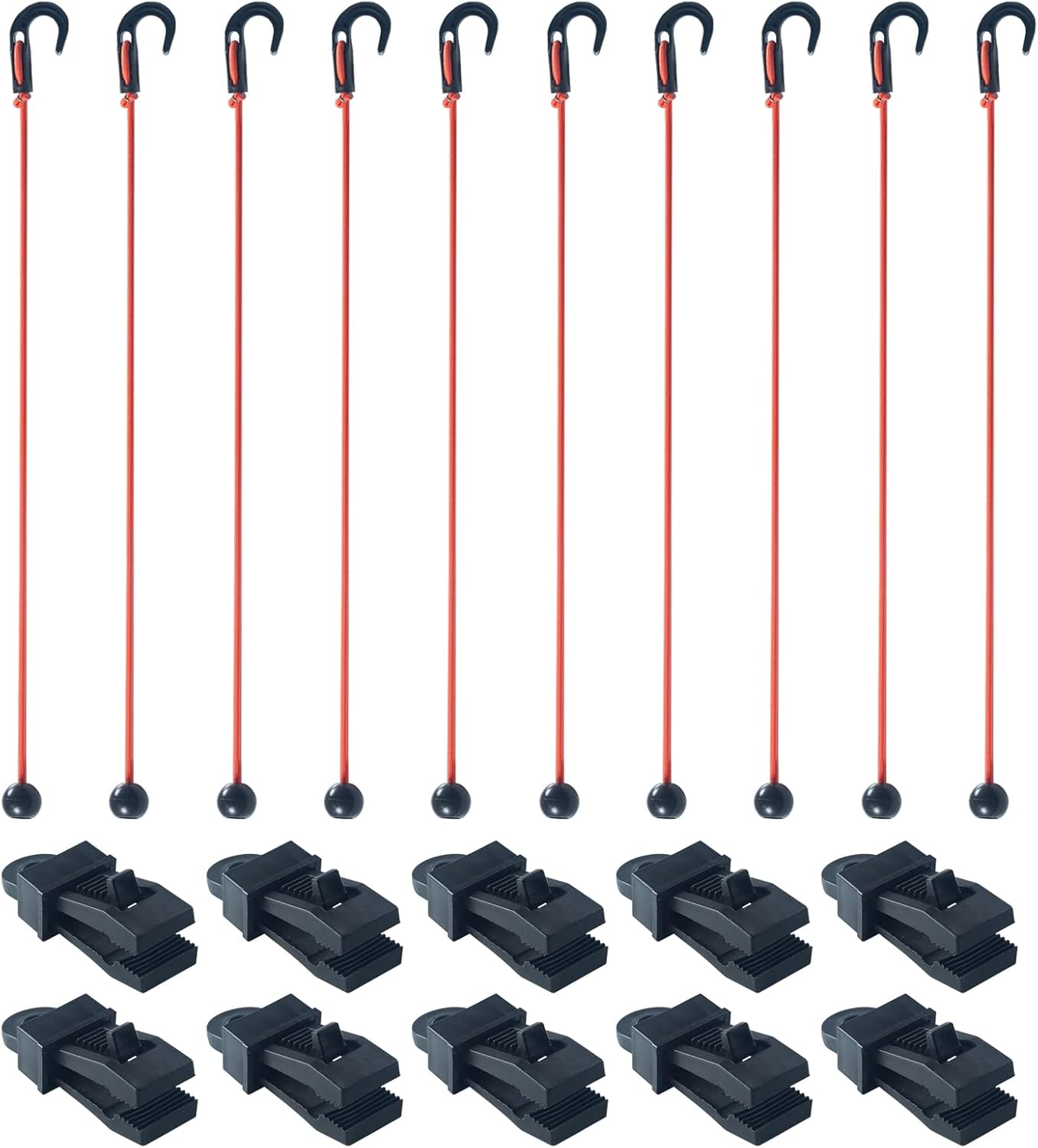 NEWCOMDIGI Tarp Clips and Bungee Cords Set, 20 Pack Heavy Duty Lock ...