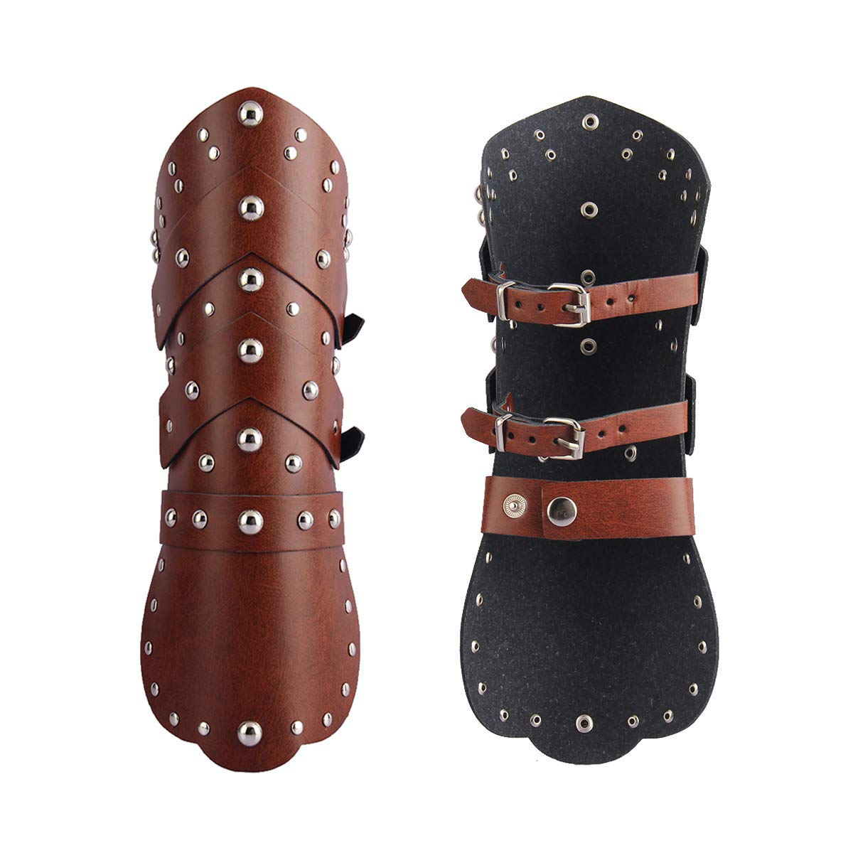 Buy GelConnie Leather Arm Guards Medieval Wrist Gauntlet Wide Cuffs ...