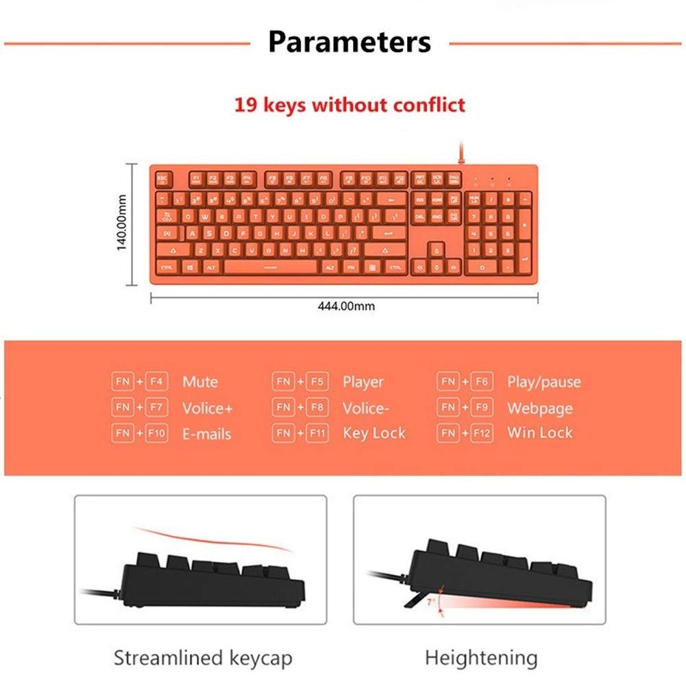 Gaming Keyboard 104 Key USB Gaming Keyboard Mechanically Mimics ...