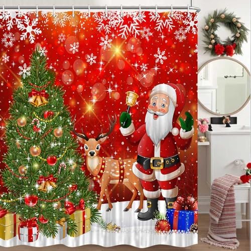 Amazon.com: Santa Clause Christmas Fabric Shower Curtain Merry ...