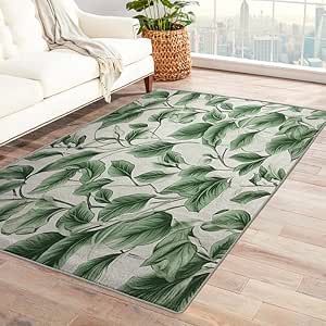 Amazon.com: Washable Rugs for Entryway Living Room Bedroom, Leaf Rug ...