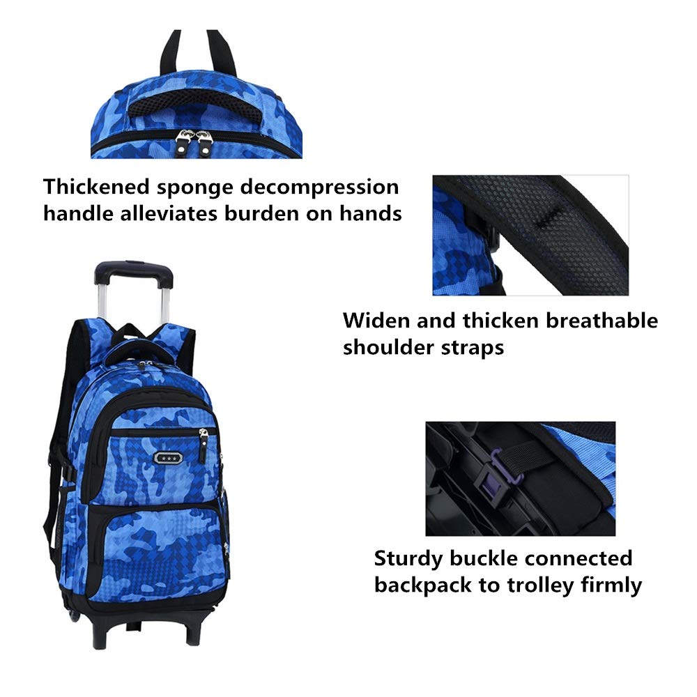Camo Waterproof Elementary Rolling Trolley School Bag...B078J6KZRW ...