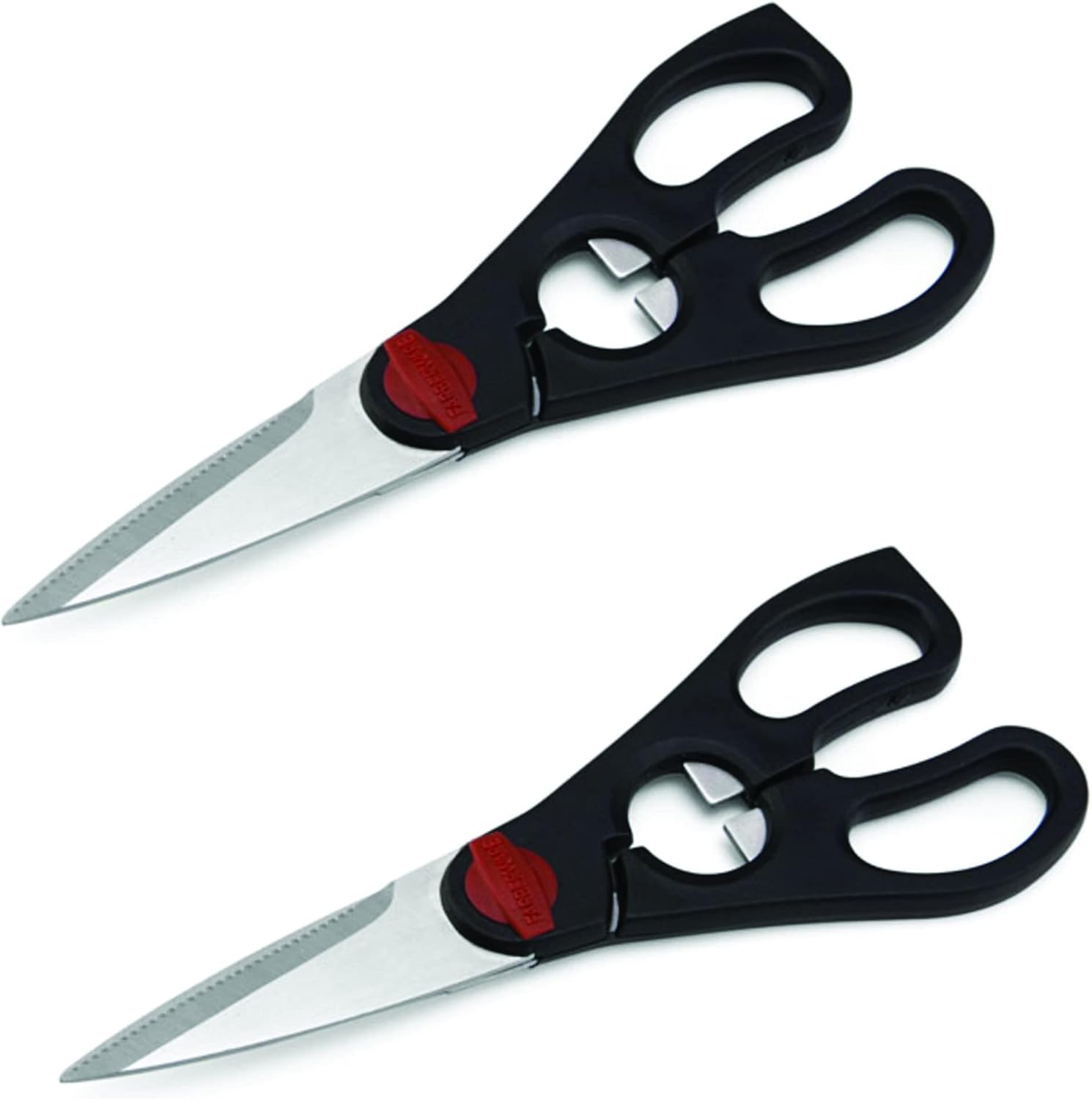 Stainless steel scissors with nonslip handles, two-pack