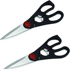 Stainless steel scissors with nonslip handles, two-pack