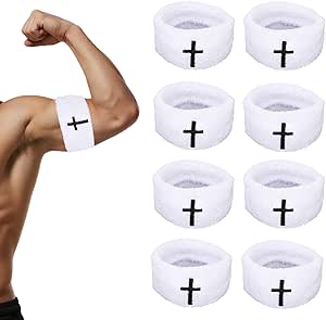 8pcs Cross Bicep Bands, Elastic Christian Sweat Arm Bands Faith Cross ...