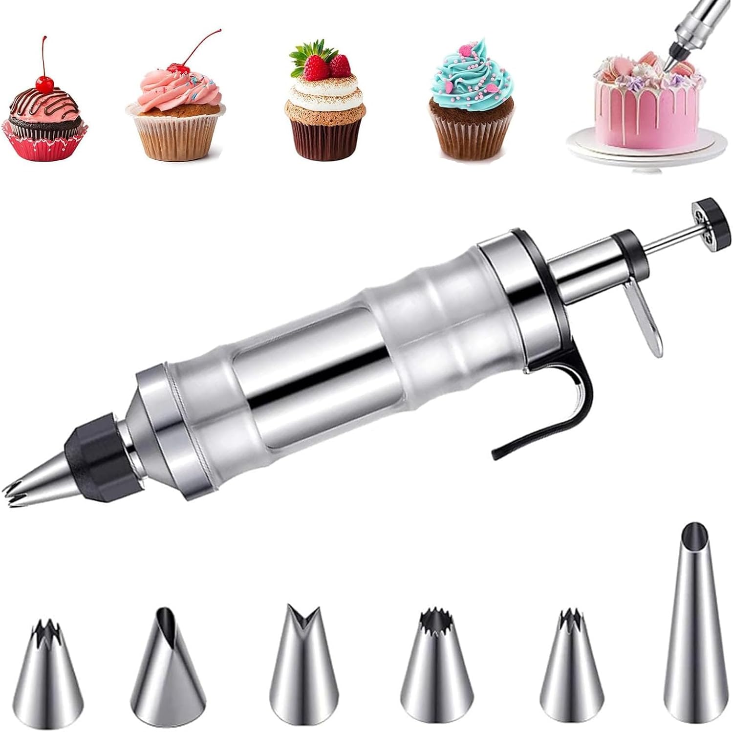 Wjelet Icing Syringe Cake Decorating Kit, Stainless Steel Icing Piping ...