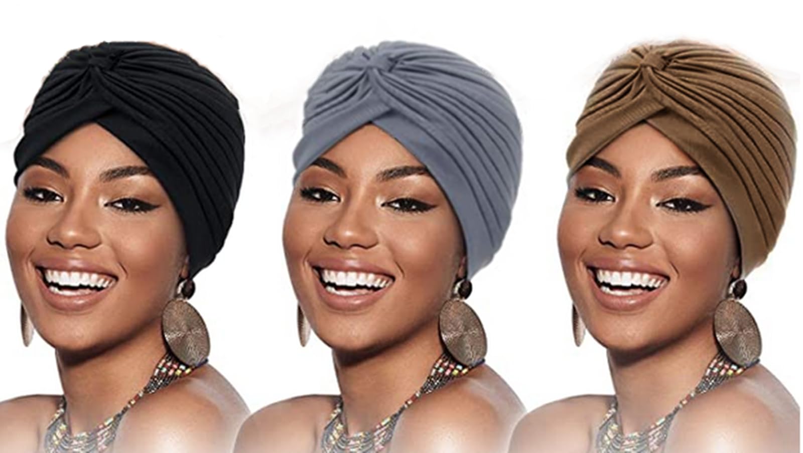 Pack of 3 Soft Turban Caps Turban Hat Sleep Cap Headwear for Women at ...