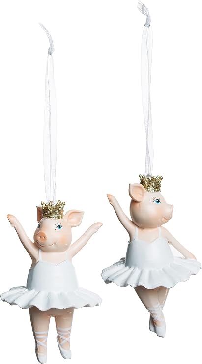 Amazon.com: Dancing Ballerina Pig Ornament Set of 2 : Home & Kitchen