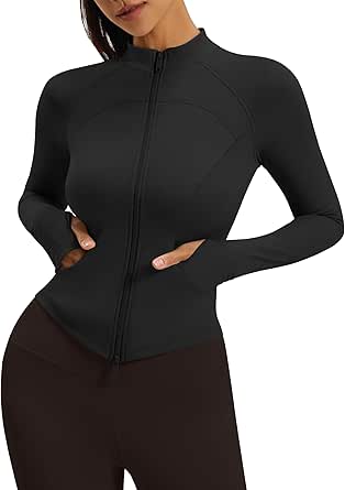 Amazon.com: Gacaky Womens Cropped Workout Running Jackets Lightweight ...