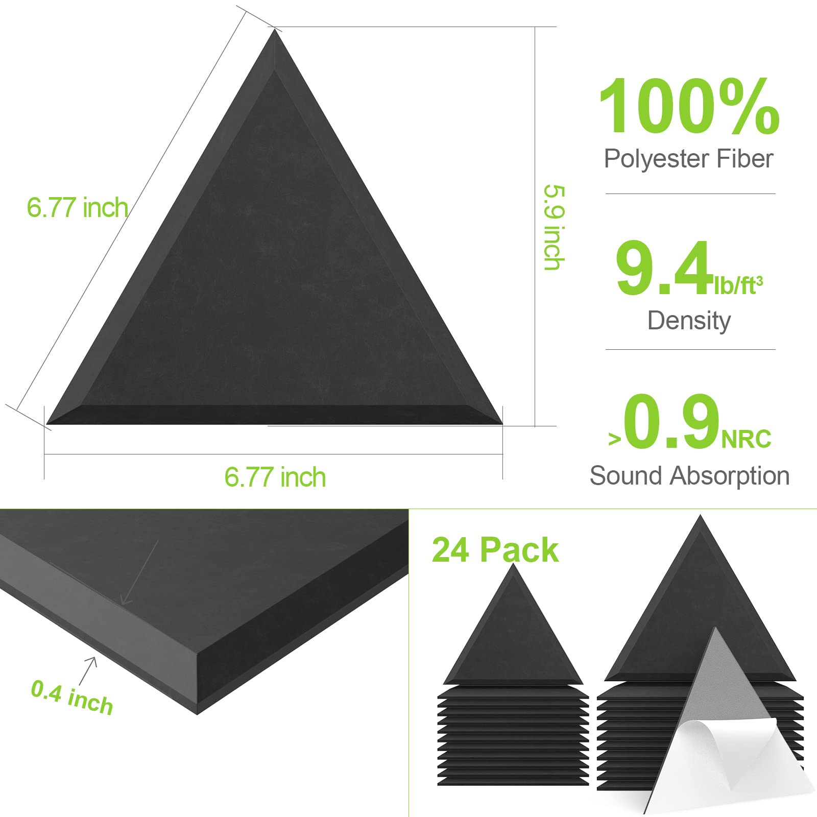 Snapklik.com : JBER Triangle Acoustic Panels Beveled Edge Sound Proof ...