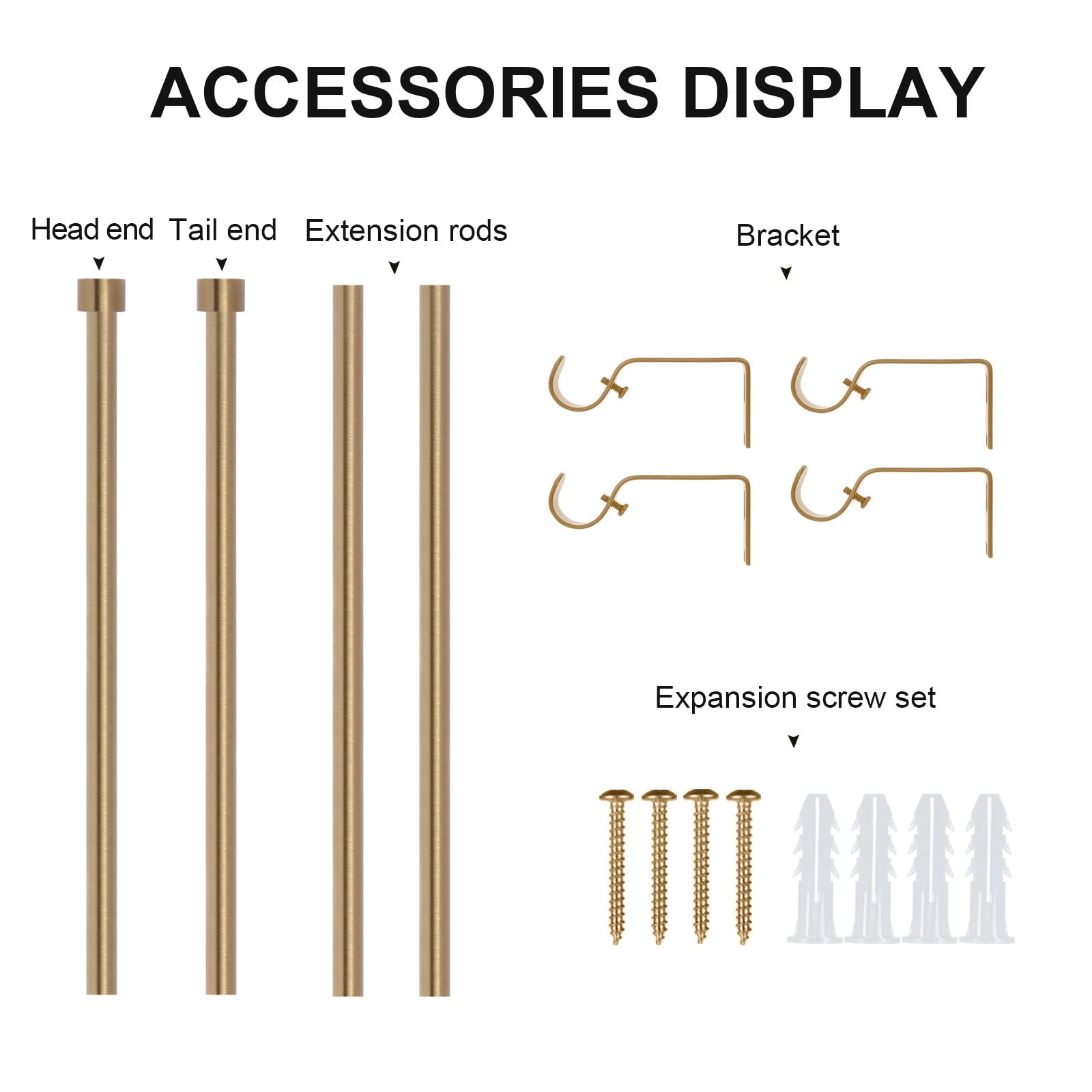 OLV 2 Pack Gold Rods for Window 48-84 inch, Adjustable Single Window ...
