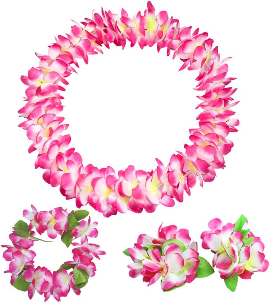 Amazon.com: Kinteshun Hawaiian Leis Set,Thickened Artificial Flower ...