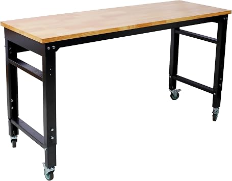 Amazon.com: 60" Heavy Duty Work Bench with Lockable Wheels Adjustable ...