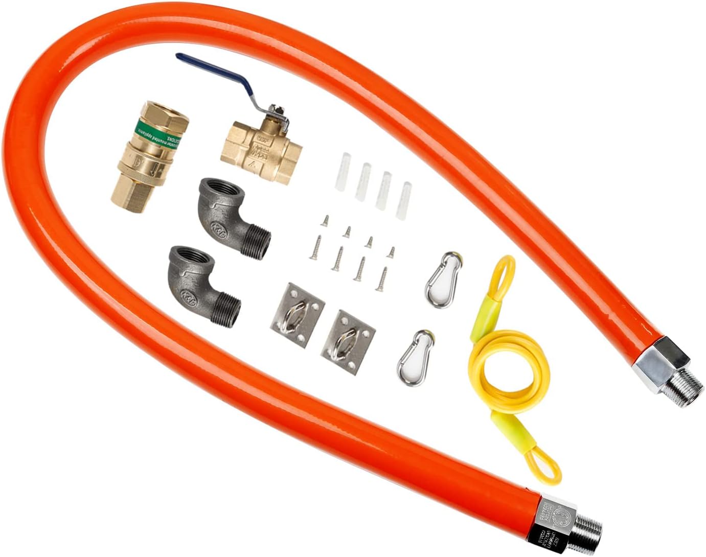 QSF 48 Inch 3/4 Gas Connector Hose Kit For Kitchen Equipment With Quick ...