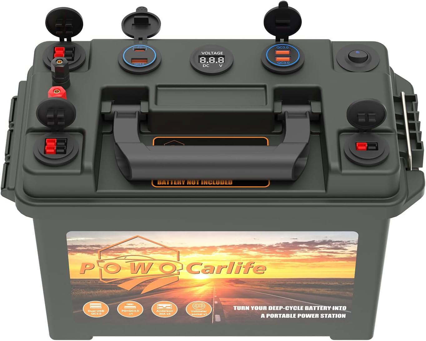 Amazon.com: POWO Carlife Battery Box for 30Ah/20Ah/10Ah, Waterproof ...