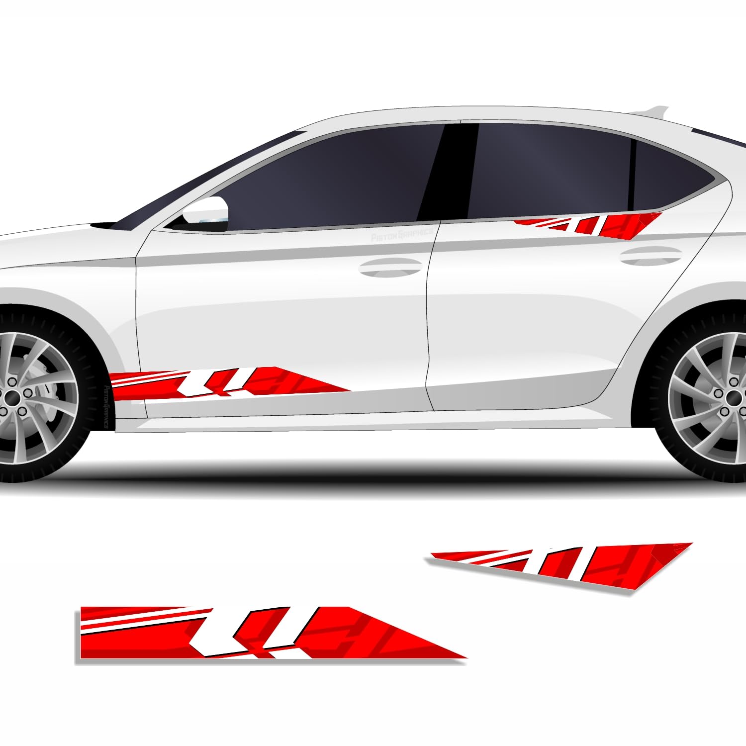 Piston Graphics Car Sticker Kit in Red Color Body Stickers for car in ...